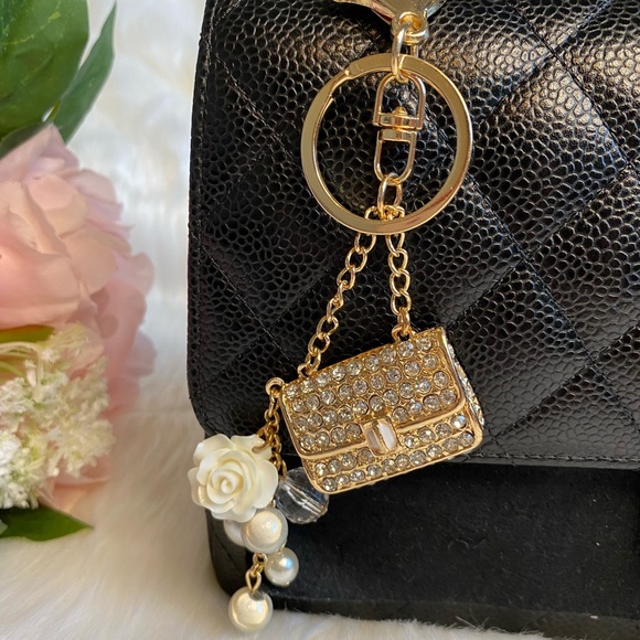 Accessories | Mini Purse Bag Charm Keychain With Camellia Flower Charm ...